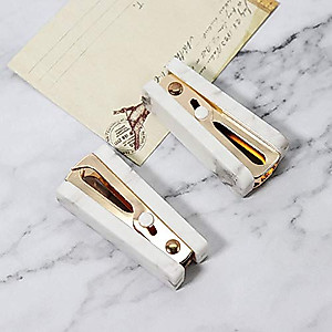 Multibey Staples Remover Tool for Office Staple Removal Puller Kit Gold Metal Jaws Stationery Marble White Texture School Home Desk Supplies Gift Idea (1 Pack)