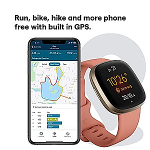 Fitbit Versa 3 Health & Fitness Smartwatch with GPS, 24/7 Heart Rate, Alexa Built-in, 6+ Days Battery, Pink/Gold, One Size (S & L Bands Included)