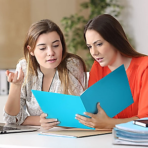 HABGP 6 Pack Plastic Folders with Pockets, Multiple Color Heavy Duty 2 Pocket Letter Size Folders w Business Card Holder for School Office