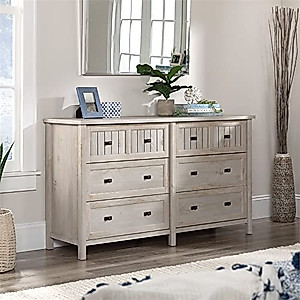 Sauder Costa 6-Drawer Dresser in Chalked Chestnut, Chalked Chestnut Finish