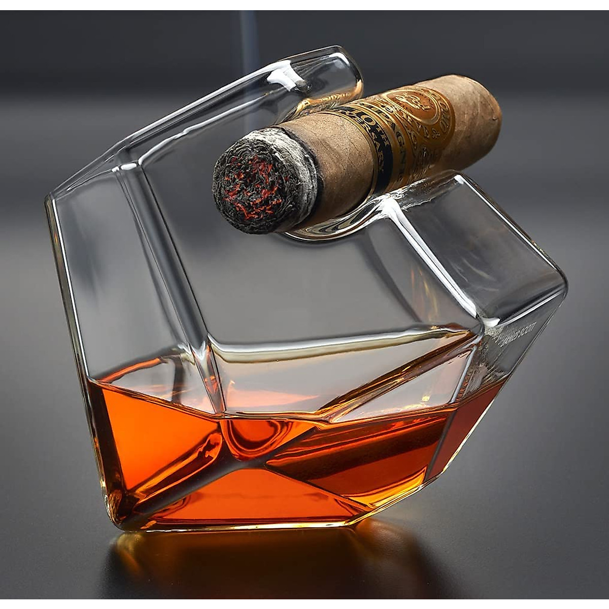 James Scott Whiskey Glass, Old Fashioned Glasses with Cigar Rest, Gifts for Men