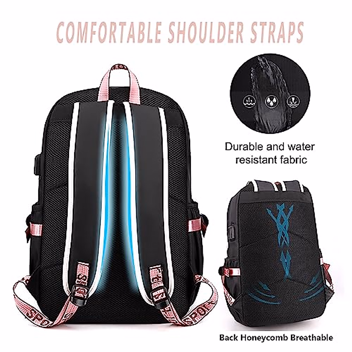 NPVNW USB Backpack Casual Daypack Bag Knapsack Adjustable Shoulder Strap for Teens Gift,-2