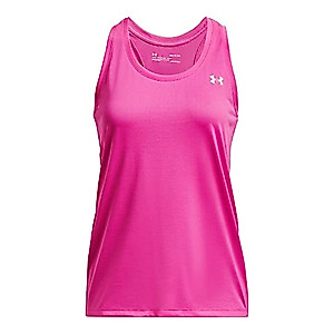 Under Armour Women's Tech Solid Tank Top, (652) Rebel Pink / / Metallic Silver, Medium