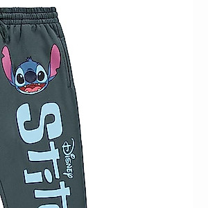 Disney Ladies Lilo and Stitch Joggers - Lilo and Stitch Varsity Athletic Jogger Sweatpants Lilo and Stitch Multi Print Sweatpants (Charcoal, Small)