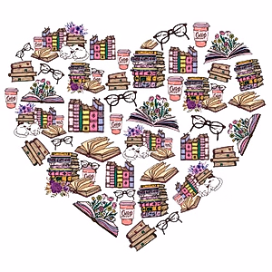 Heart Book 5 Inch Waterproof Decal Sticker Wall Window I Love Books Bookworm Read Reader Reading Music Teacher Classroom Coffee Coffeeshop Book Store Library Inspirational Bookmark Scrapbook Planner Paper Journal School CS1481-2PK