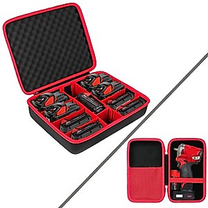 Hard Case for Milwaukee M18 18V Battery and Charger + 2554-20 M12 Impact Wrench