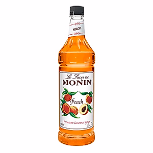 Monin - Peach Syrup, Fresh and Juicy Flavors, Great for Iced Teas, Lemonades, and Sodas, Non-GMO, Gluten-Free (1 Liter)