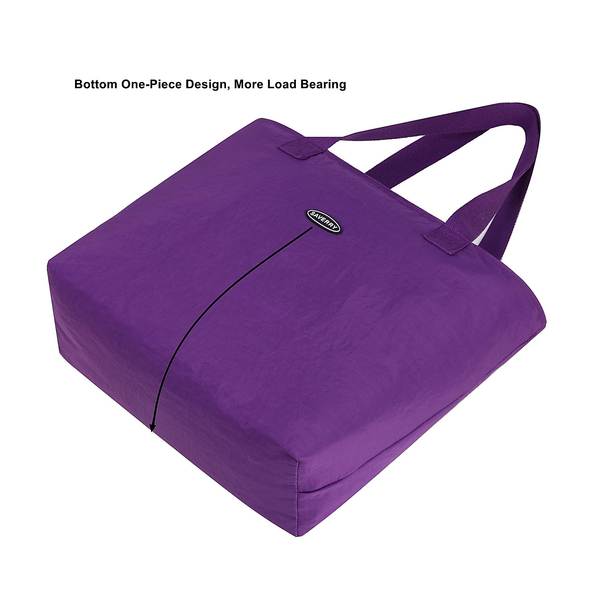 SAVERRY Foldable Zipper Closure Large Tote Bag Nylon Water Resistant Shopping Travel Gym Toy Bag Sandproof Beach Bag