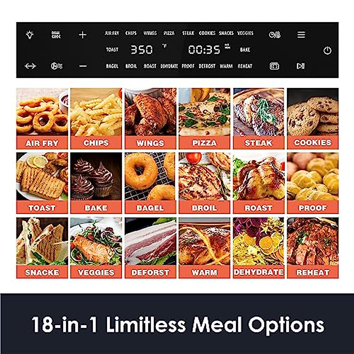 32 QT Digital Toaster Oven Air Fryer Combo, AUMATE by Kitchen in the box Convection Oven Countertop, 19-in-1 Smart Airfryer, Pizza Oven, Toast Bake and Broil, Rotisserie, 7 Accessories, 1800W