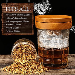 MTRSUE Wood Cocktail Smoker Kit with 4 Wood Chips Apple Cherry Pecan Oak,Old Fashioned Whiskey Smoker Infuser, Infused Cocktails Wine (Cocktail Smoker Set+4 Woodchips)