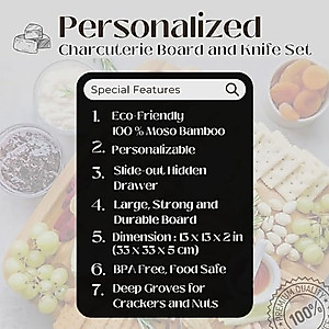 Personalized Charcuterie Board Large Cheese Board and Knife Set, Engagement Gifts, Customized Wedding Gifts for Couples Anniversary Gift Engraved Birthday Gifts for Women House Warming Gifts New Home