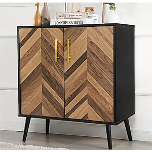 Likein Black Storage Cabinet with 2 Doors, Modern Sideboard Buffet Cabinet with Storage, Black Accent Storage Cabinet with Doors & Adjustable Shelves for Living Room, Office, Bedroom, Entryway