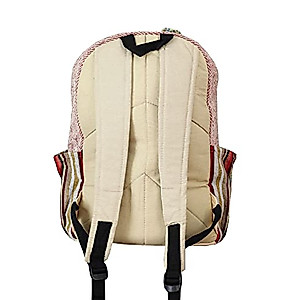 VIBRANIC Himalayan HEMP Laptop Backpack - THC Free - All Natural Handmade - 13"/15" Laptop Compartment - Multi-Pocket - Dream Catcher Owl Print SM - Made in Nepal