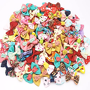 100Pcs Grosgrain Ribbon Bows Flowers Boutique Small Bows Mini Bow Ties for Crafts, Wedding Party Decorate, Sewing, DIY Hair Clips, Gift Wrapping (Mix Color)