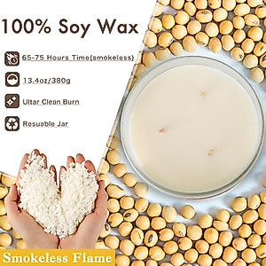 Candles for Home Scented, 3 Pack 3 Wick Large Jar Soy Candle,40.2 oz 300 Hour Long Lasting Candles,Lavender & Sage & Apple Cinnamon Aromatherapy Candle Gift Set