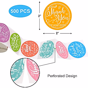 500PCS Thank You for Your Order Stickers Labels for Handmade Shopping Small Shop Business Stickers 2 Inch 7 Designs