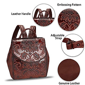 LRTO Genuine Leather Backpack Purse Vintage Casual Daypack College Bag Handmade Cowhide Western Rucksack (Coffee) Medium