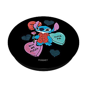 Disney Stitch Candy Hearts Buy Me Pizza Valentine's Day PopSockets PopGrip: Swappable Grip for Phones & Tablets