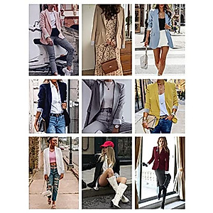 Genhoo Women's Blazers & Suit Jackets Open Front Button Blazer Long Sleeve Work Office Cardigan Jacket Black XL