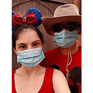 OBUY Mouse Ears Bow Glitter Princess Party Decoration Adult Sparkly Mermaid Headband for Cosplay Costume for Girls & Women(Blue Red)