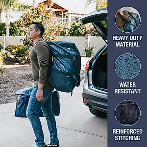 CleverMade 2 Pack Storage Duffel, Packing Tote with Zipper; Soft Sided Storage Box for Blankets and Clothing, Great for College Dorm and Moving, Ocean Blue, Large