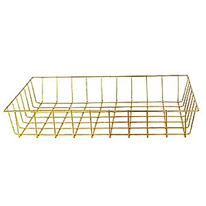 Gold Iron Wire Baskets and Trays, Round and Rectangular, 4-ct Sets (Tray)