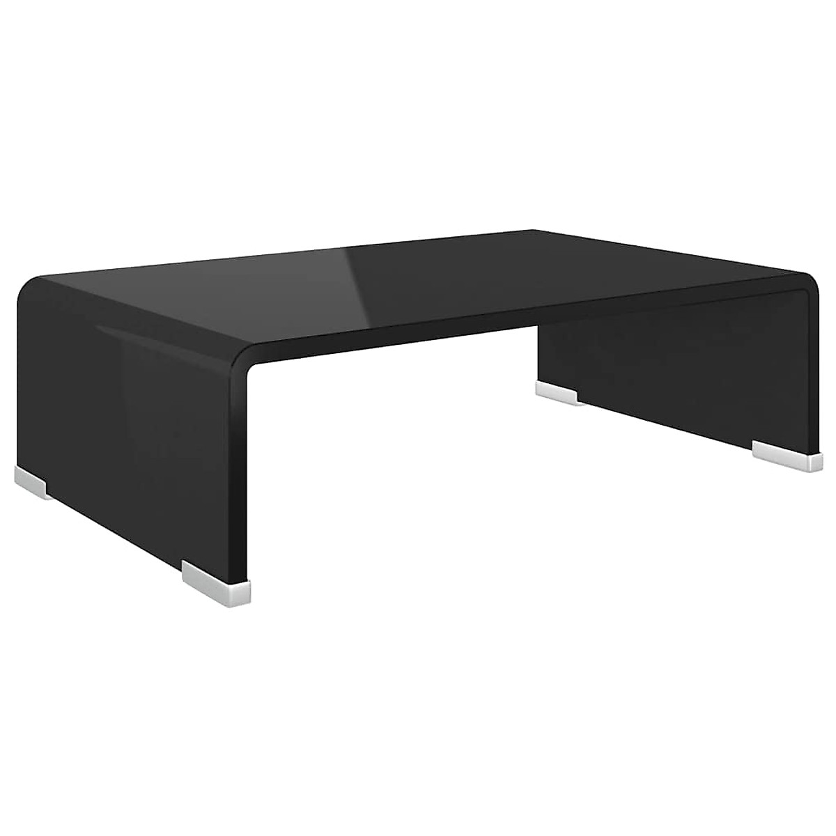 SKM TV Stand TV Stand/Monitor Riser Glass Black 15.7"x9.8"x4.3"