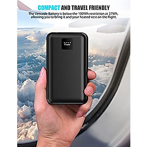 Vencede Rechargeable Battery, 16000mAh Fast Charge Power Bank with USB A and USB C Ports, Portable Charger with LED Digital Screen for Heated Vest