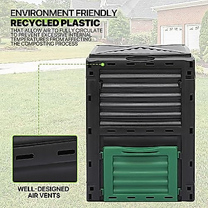 Magshion 80 Gal Garden Composer Bin from BPA Free Material, Large Compost Bin All-Season Outdoor Compost Box Easy Assembling, Lightweight, Fast Creation of Fertile Soil