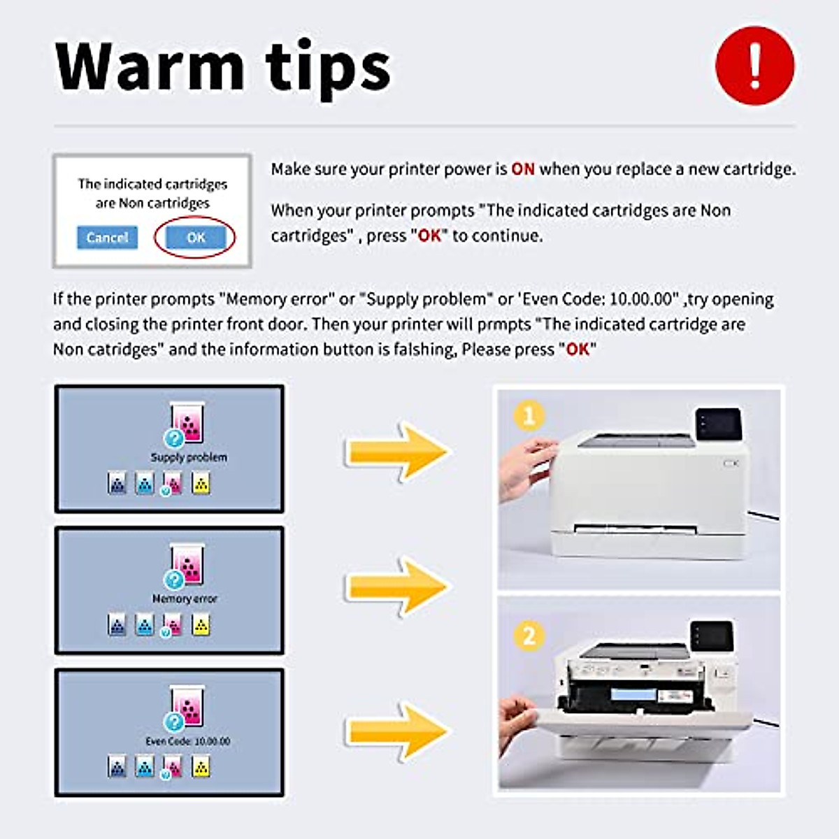 LemeroUexpect 206X with Chip Compatible Toner Cartridge Replacement for HP 206X 206A Toner Set W2110X for Color MFP M283fdw M283cdw M283 Pro M255dw M255 M282 Printer Black Cyan Magenta Yellow