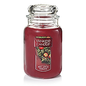 Yankee Candle Red Apple Wreath Scented, Classic 22oz Large Jar Single Wick Candle & Sugared Cinnamon Apple Scented, Classic 22oz Large Jar Single Wick Candle