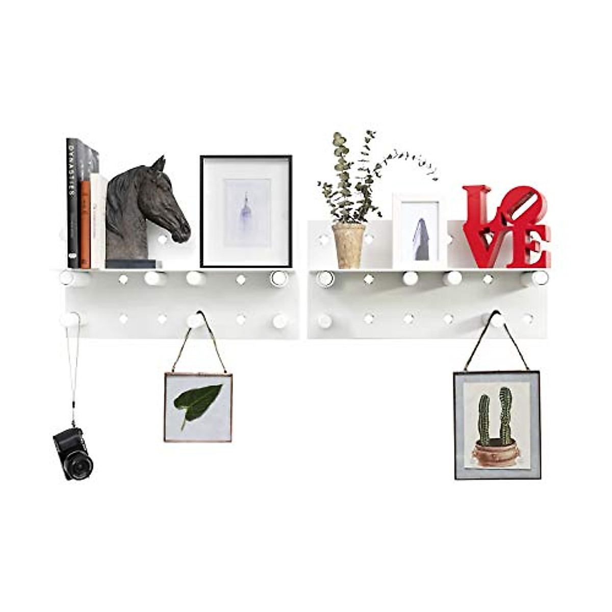 Morspace Peg Board Wall Display - Beautifully organise Your Home, Garage, Kitchen, Bedroom or Office Space with pegboard Wall décor and Organization (White)