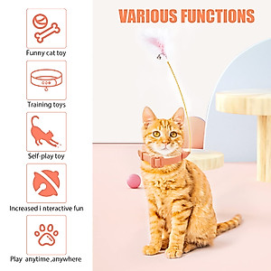 LUKYY Cat Teaser Wand with Neck Collar,Hand-Free Cat Feather Wand Toy,Interactive Self Play Toys with Bell for Indoor Kittens,Entertainment Furry Toy for Cats.