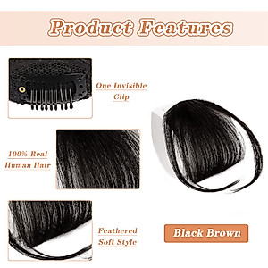 MORICA Clip in Bangs for Women 100% Human Hair Extensions Wispy Bangs Fringe with Temples Hairpieces Air Bangs Flat Bangs Clip Curved Bangs for Daily Wear