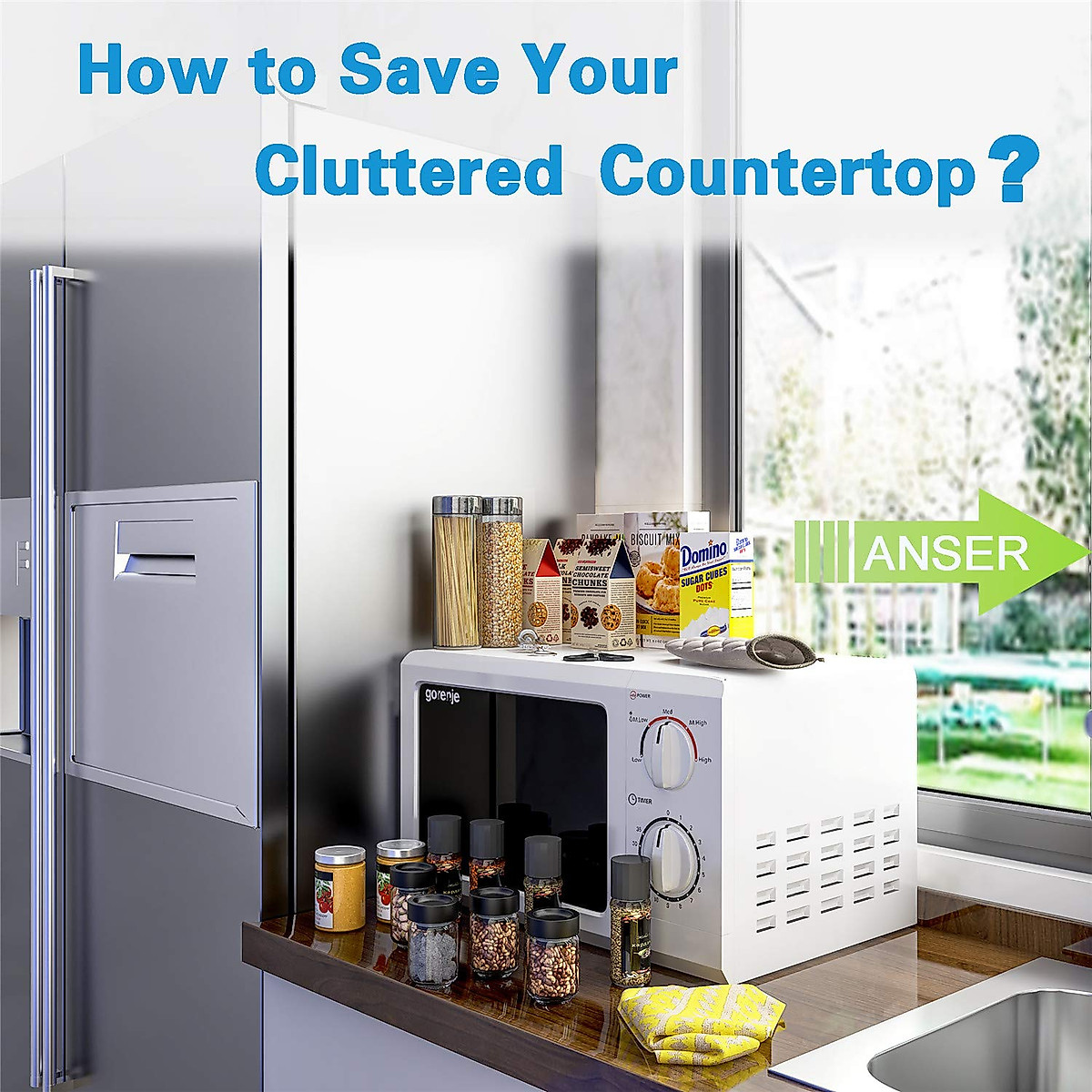 Magnetic Spice Rack, Thipoten Strong Magnetic Shelf with 2 Removable Hooks, Perfect Space Saver for Small Kitchen/ Apartment, Awesome Metal Cabinet for Holding Spices, Jars, Bottle, Beve(Black, 2Pack)