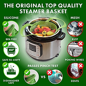 Avokado Silicone Steamer Basket for 6qt Instant Pot [3qt, 8qt avail], Ninja Foodi, Other Pressure Cookers - 100% Food Safe, BPA-Free, Dishwasher Safe Collapsible Vegetable Steamer Basket & Strainer