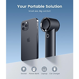 2024 Upgrade High-Speed（15,000 RPM） Portable Handheld Turbo Fan 6000mAh Personal Mini Fan, 4 Speeds USB Rechargeable Powerful Desk Fan for Men Women Kids Gifts, Travel Outdoor Home Essential