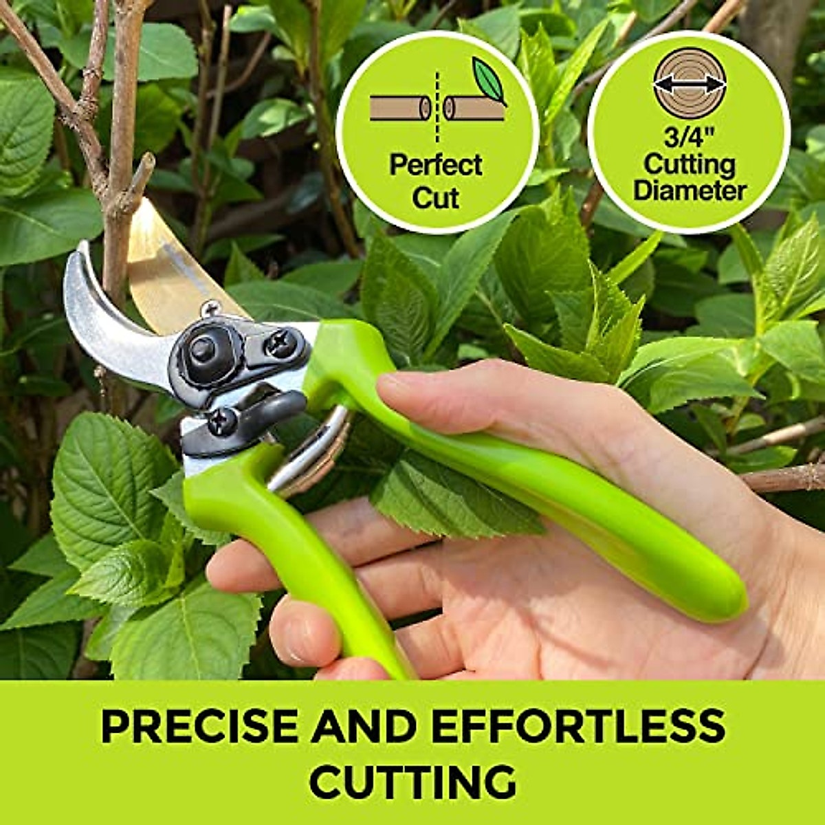 Mueller Heavy Duty Garden Shears, Hand Pruner, Bypass Shears, Durable Hardened Titanium Blades, 1.2" Cutting Diameter, Blade Lock, Ergonomic Grip