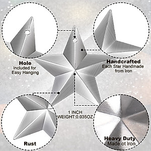Mini Metal Barn Star Antique Barn Star Halloween Christmas Day Vintage Mini Star Home Decoration for Farmhouse Home Door Wall Decor, 1.18 Inch (Silver,52 Pieces)