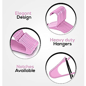 Utopia Home Clothes Hangers 50 Pack - Plastic Hangers Space Saving - Durable Coat Hanger with Shoulder Grooves (Pink)