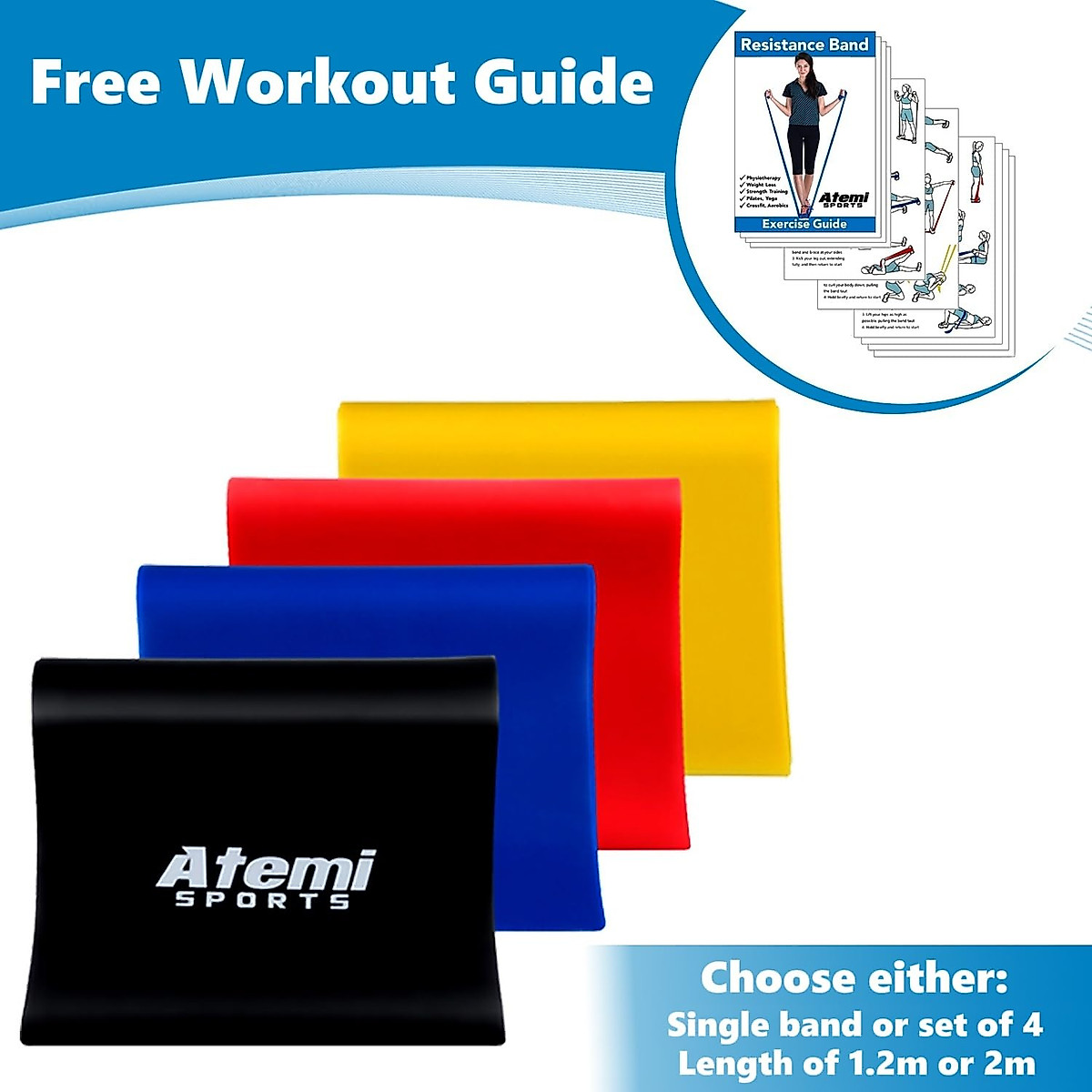 Exercise Bands for Physical Therapy | Resistance Band for Fitness, Yoga, Pilates | Long Resistance Bands for Working Out | Elastic Band for Exercise | Stretch Band (#2 Red (Medium), 7ft)