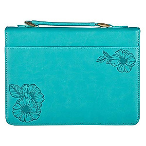 Christian Art Gifts Women's Fashion Bible Cover Strength and Dignity Proverbs 31:25, Teal Faux Leather, XL