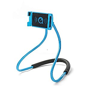 Leisure Desktop Mobile Phone Holder Tablet Lazy General Hanging Neck Type Hanging Bracket (Blue)