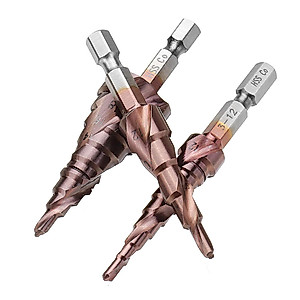 3pcs M35 Cobalt Step Drill Bit 3-12/4-12/4-20mm Step Drill Cutter 1/4 Inch Hex Shank