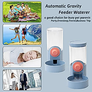 BNOSDM Rabbit Automatic Food Feeder Hanging Gravity Bunny Food Dispenser Small Animals Self Feeding Bowl for Cages 30 oz Capacity Container for Ferret Rabbits Kittens Punnies