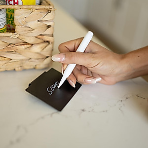 Set of 4 Handwoven Water Hyacinth Storage Baskets - Organizer Wicker Baskets for Shelves with Clip on Chalkboard Labels and Chalk Markers