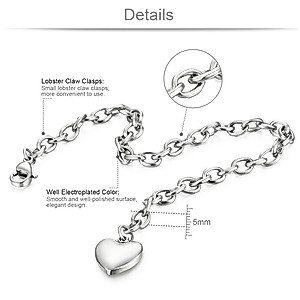 Jstyle Jewelry Women's Heart Charm Bracelets Stainless Steel Link Bracelet Birthday Gifts for Women Jewelry