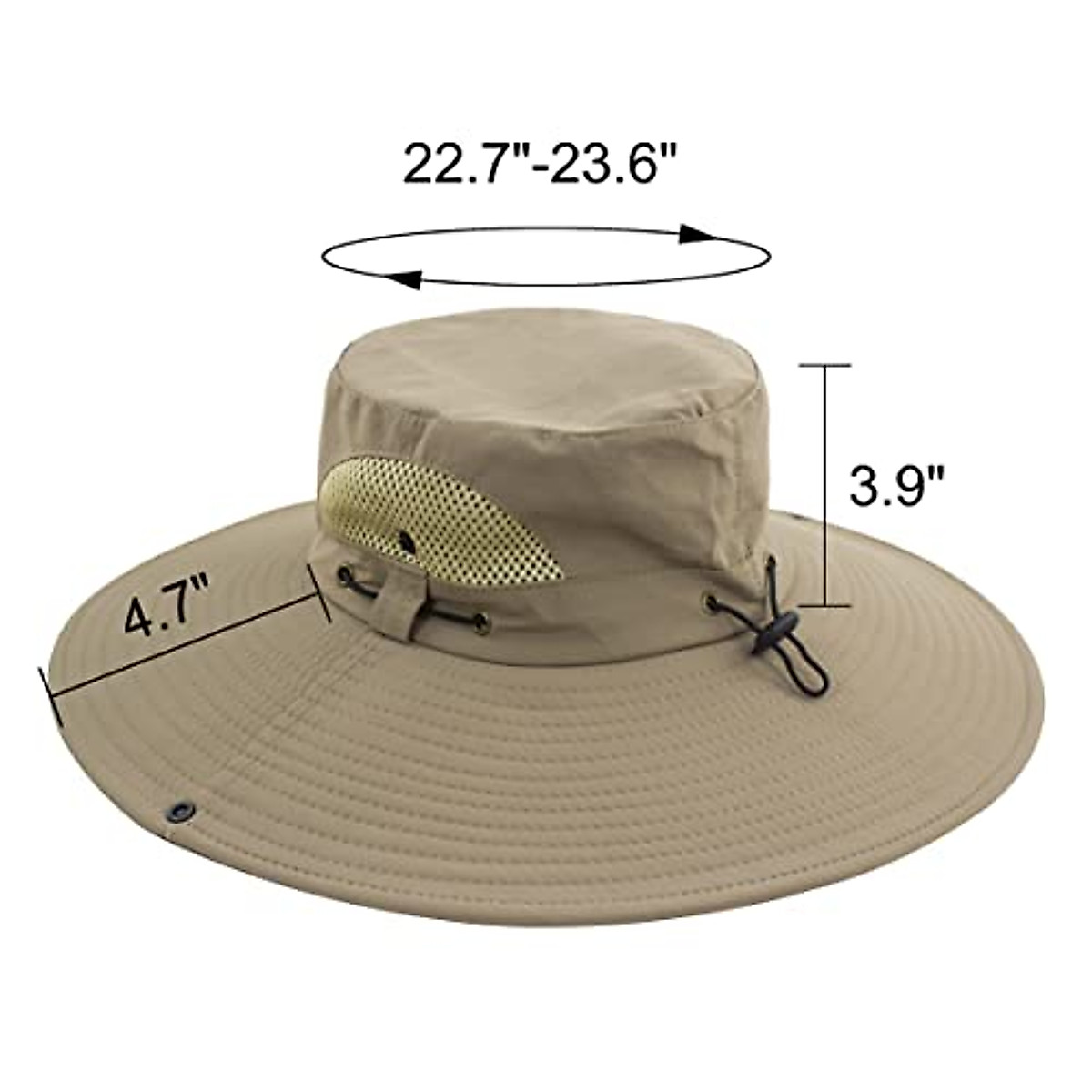 Muryobao Mens Sun Hat Summer Outdoor UPF50+ UV Protection Waterproof Wide Brim Bucket Hats Foldable Boonie Cap for Fishing Hiking Garden Beach Safari Beige