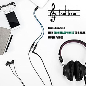 Headphone Splitter for 2 Headphones 2 Way 3.5mm Adapter Aux Cable Mini Jack Male to Dual Female Stereo Audio Y Splitter Couple Adapter Compatible with iPad iPhone iPod MacBook PC Amplifier Speaker