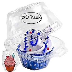 pack of 50 individual cupcake containers Strong and Sturdy Clear Plastic Cupcake Muffin Containers disposable 1 Compartment cupcake containers Cupcake Carrier Holder single cupcake favor box plastic